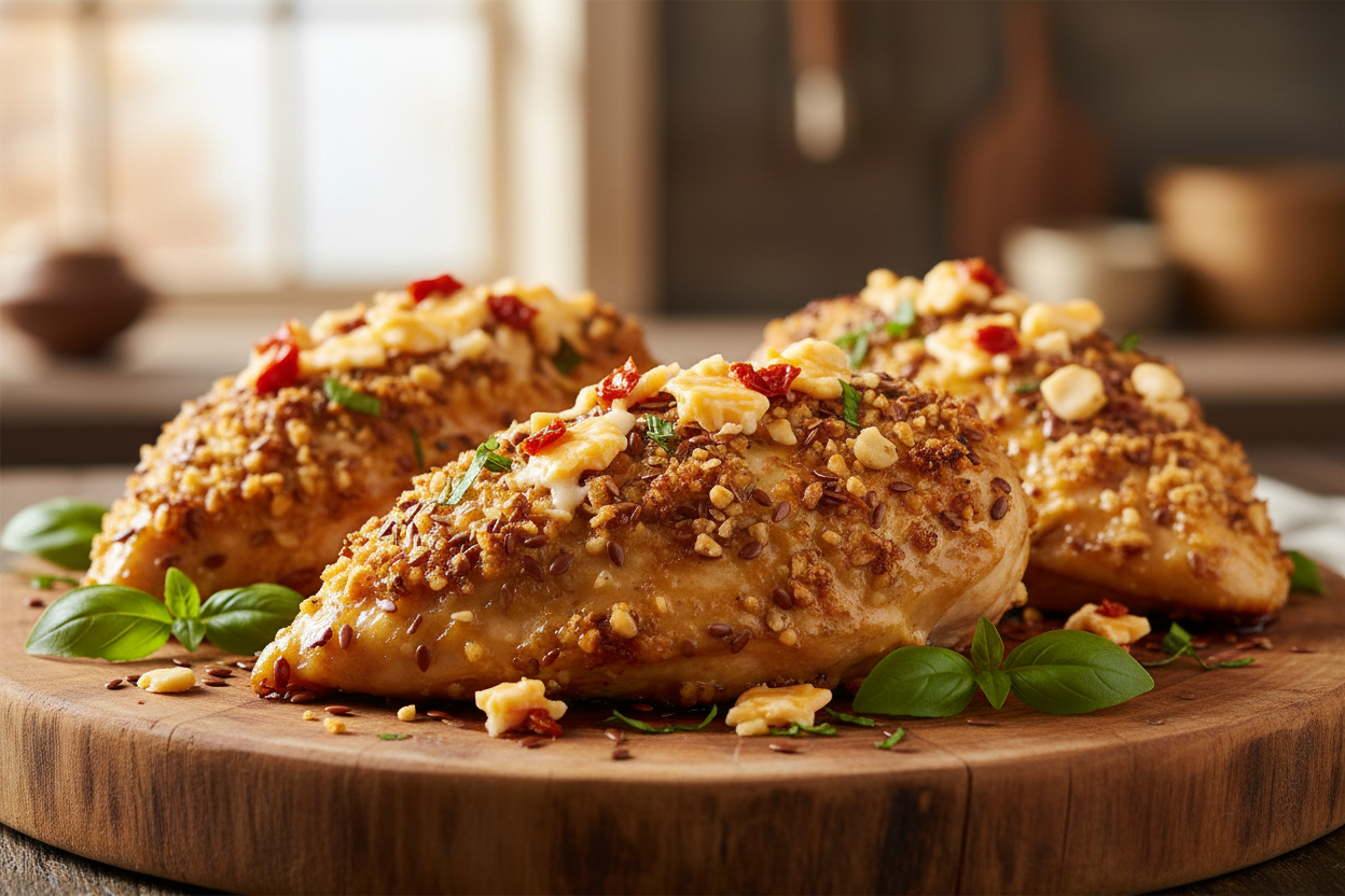 Crusty Cheesy Chicken Breasts Recipe | Healthy & Delicious